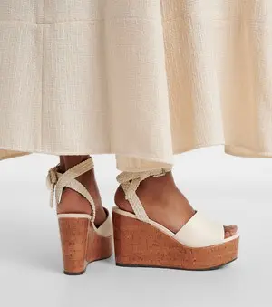 JIMMY CHOO Jory Leather Wedge Sandals