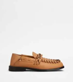TOD'S Leather Mules With Reclining Heel And Penny Bar - Brown