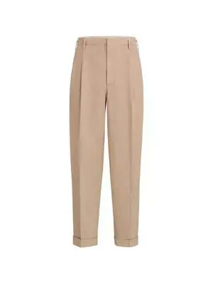 Brunello Cucinelli Garment-dyed Cotton And Linen Canvas Trousers With Double Pleats