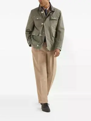 Brunello Cucinelli Garment-dyed Cotton And Linen Canvas Trousers With Double Pleats
