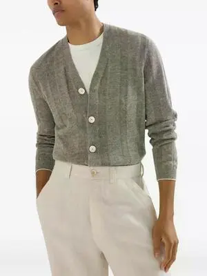 Brunello Cucinelli Linen And Cotton Rib Knit Cardigan