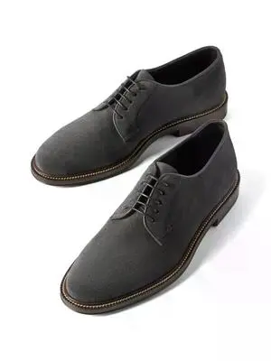 Brunello Cucinelli Reversed Calfskin Derby Shoes - Grey