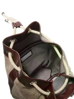 Brunello Cucinelli Water-resistant Canvas And Burnished Calfskin Backpack - Neutrals