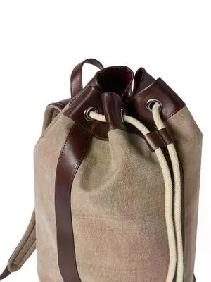Brunello Cucinelli Water-resistant Canvas And Burnished Calfskin Backpack - Neutrals