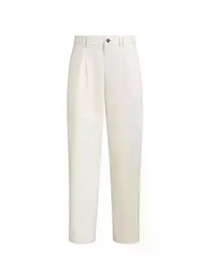 Brunello Cucinelli Pleated Cotton And Linen Canvas Trousers - Neutrals