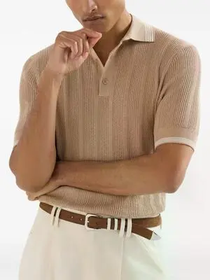 Brunello Cucinelli Cotton Textured Rib-knit Polo