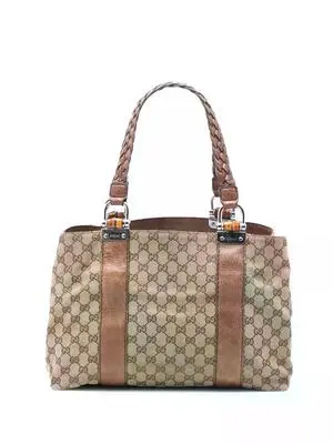 Gucci Gg Canvas Bamboo Libeccio Tote - Neutrals