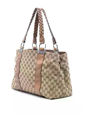 Gucci Gg Canvas Bamboo Libeccio Tote - Neutrals