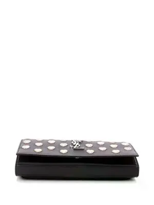 Saint Laurent Classic Monogram Studded Leather Wallet On Chain