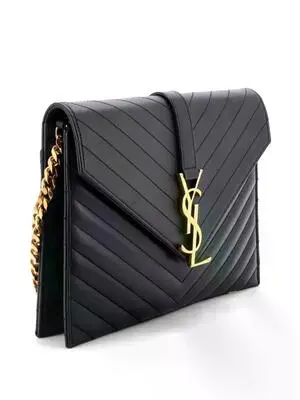 Saint Laurent Monogram Envelope Chain Bag Matelasse Chevron Leather Medium