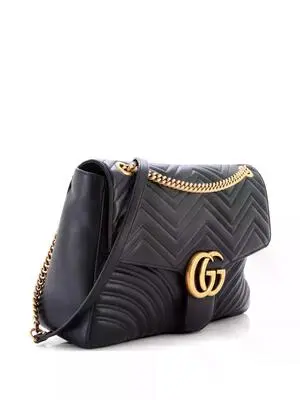 Gucci Gg Marmont Flap Bag Matelasse Leather Large Shoulder Bag