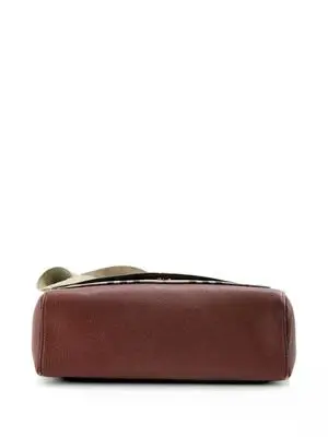 Burberry Note Leather Vintage Check Canvas Medium Crossbody Bag - Brown