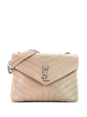 Saint Laurent Loulou Matelasse Chevron Leather Medium Shoulder Bag - Neutrals