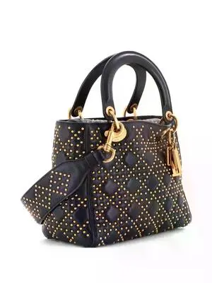 Dior Supple Lady Studded Cannage Lambskin Satchel - Black