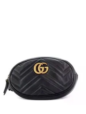 Gucci Gg Marmont Matelasse Leather Belt Bag - Black