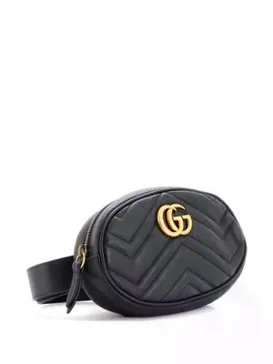 Gucci Gg Marmont Matelasse Leather Belt Bag - Black
