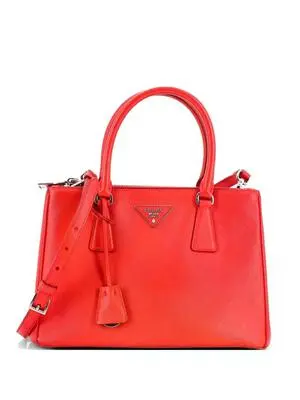 Prada Galleria Double Zip Saffiano Leather Small Tote Bag - Red