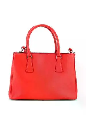 Prada Galleria Double Zip Saffiano Leather Small Tote Bag - Red