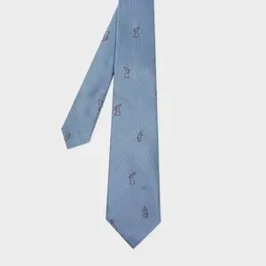 Paul Smith Rabbit' Printed Neck Tie - Blue