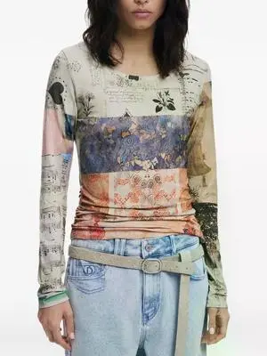 Desigual Collage Ruched Long-sleeved T-shirt