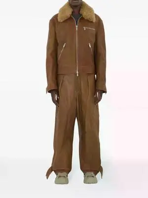 Burberry Pleat-detail Leather Trousers