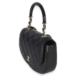 Chanel Quilted Lambskin Cc Half Moon Flap Bag