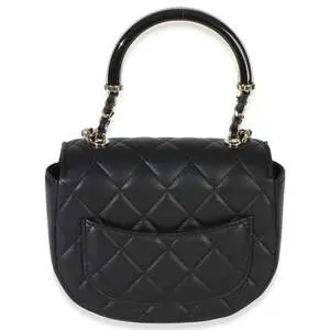 Chanel Quilted Lambskin Cc Half Moon Flap Bag