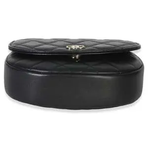 Chanel Quilted Lambskin Cc Half Moon Flap Bag