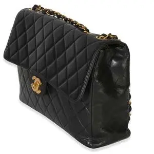 Chanel Vintage 24k Quilted Lambskin Jumbo Xl Maxi Flap Bag
