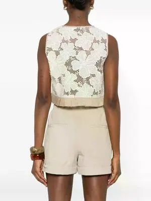 Sandro Floral Lace Tie Top - Neutrals