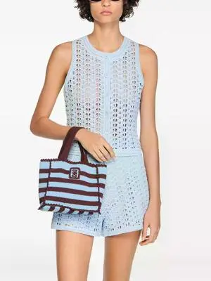 Sandro Striped Crochet-knit Tote Bag