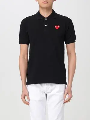 Play Comme Des Garcon Cotton Polo Shirt With Logo - Black