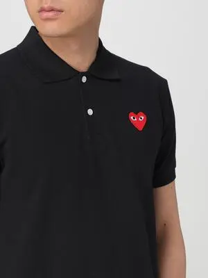 Play Comme Des Garcon Cotton Polo Shirt With Logo - Black