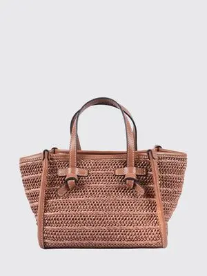GIANNI CHIARINI Raffia Tote Bag With Leather Trim