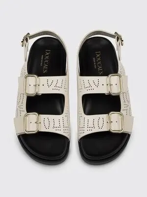 DOUCAL'S Perforated Leather Slingback Sandals - White