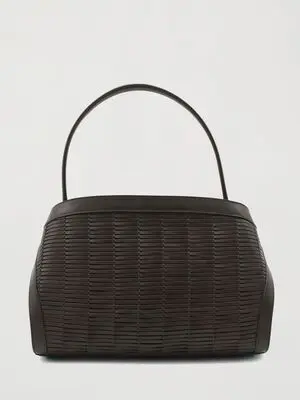 FERRAGAMO Woven Leather Shoulder Bag - Brown