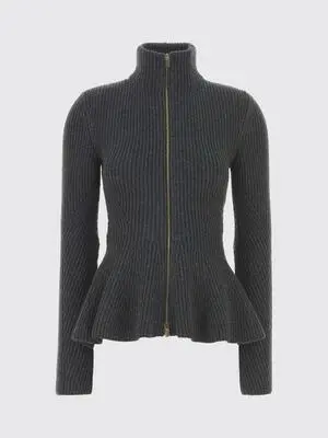 Alaïa Ribbed Peplum Zip-up Sweater
