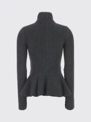 Alaïa Ribbed Peplum Zip-up Sweater