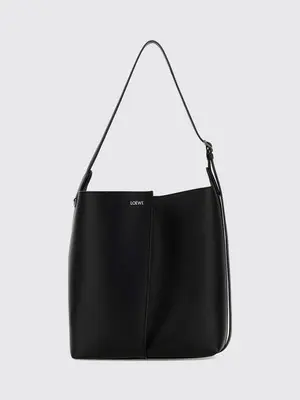 Loewe Cylindrical Calfskin Leather Shoulder Bag With Embossed Logo - Black