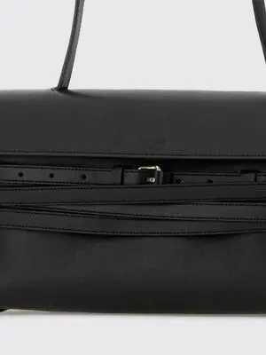 Moschino Nappa Leather Shoulder Bag With Top Handle - Black