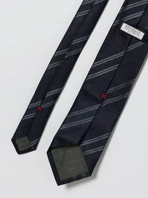 Brunello Cucinelli Striped Neck Tie - Navy