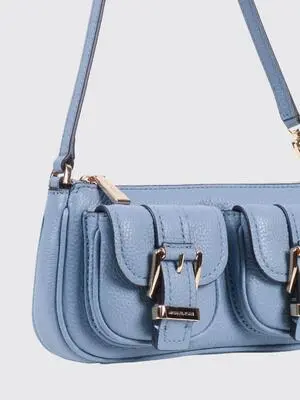 Michael Kors Leather Baguette Bag With Buckle Detail - Gnawed Blue