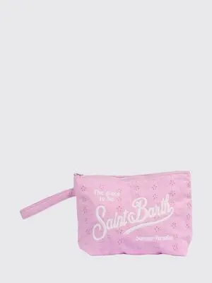 MC2 SAINT BARTH Cotton Broderie Anglaise Pouch With Embroidered Logo