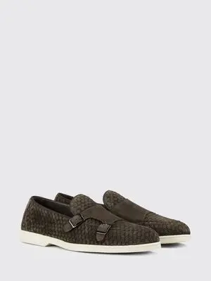 DOUCAL'S Woven Suede Monk Strap Shoes - Dark