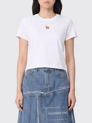 Maison Kitsuné Cotton Crop T-shirt With Logo - White
