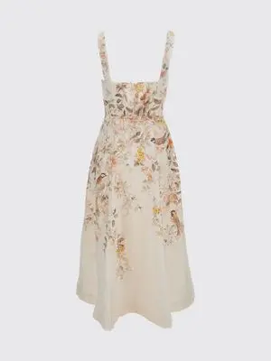 Zimmermann Printed Linen Midi Dress - Nude