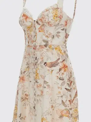Zimmermann Printed Linen Midi Dress - Nude
