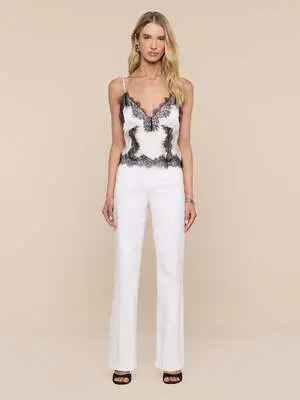 L'Agence Kimber Silk Lace Camisole - White/black