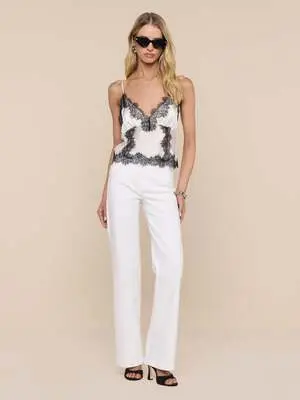 L'Agence Kimber Silk Lace Camisole - White/black