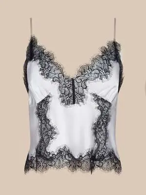 L'Agence Kimber Silk Lace Camisole - White/black